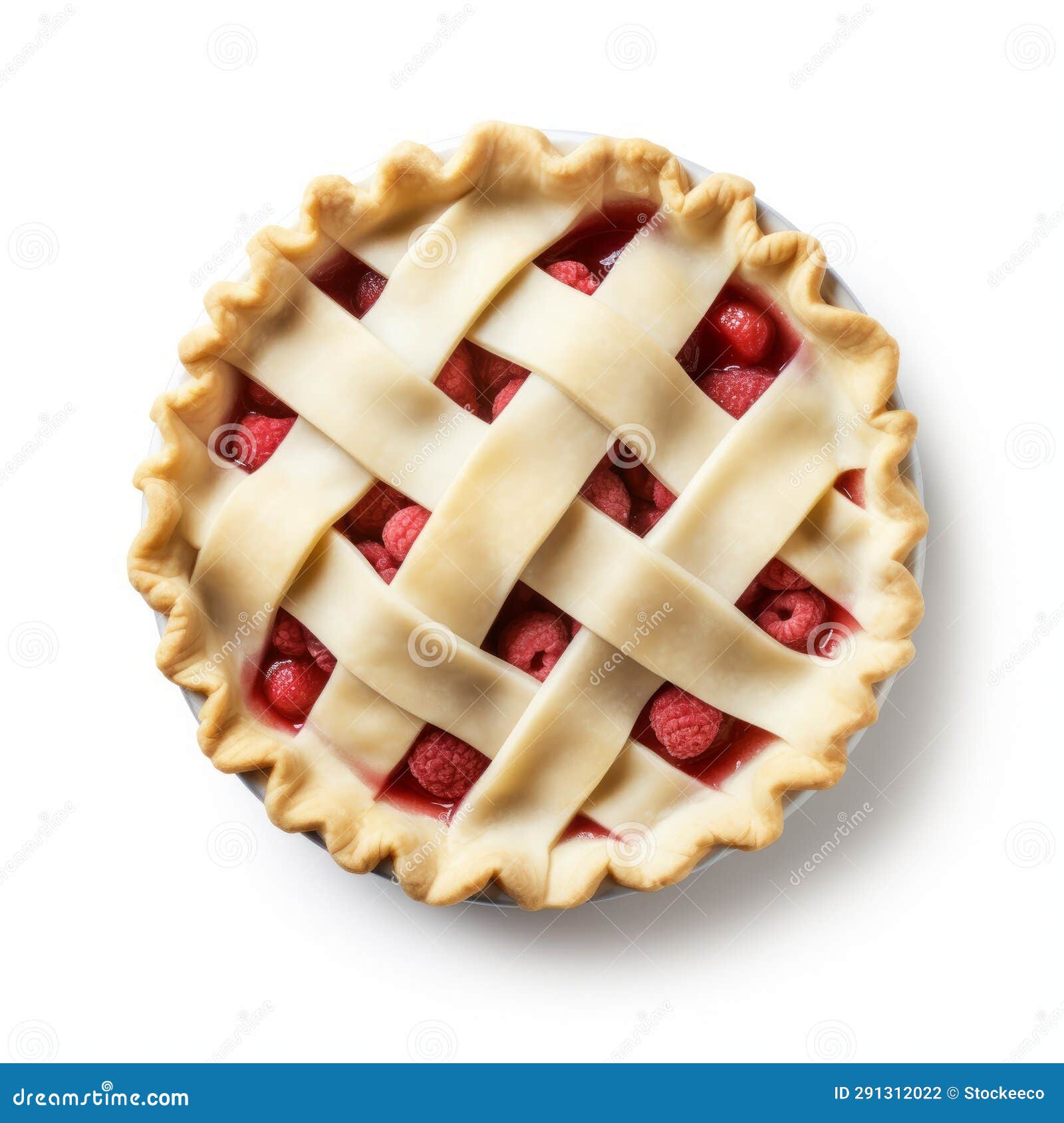 Delicious Lattice Pecan Raspberry Pie on White Background Stock ...