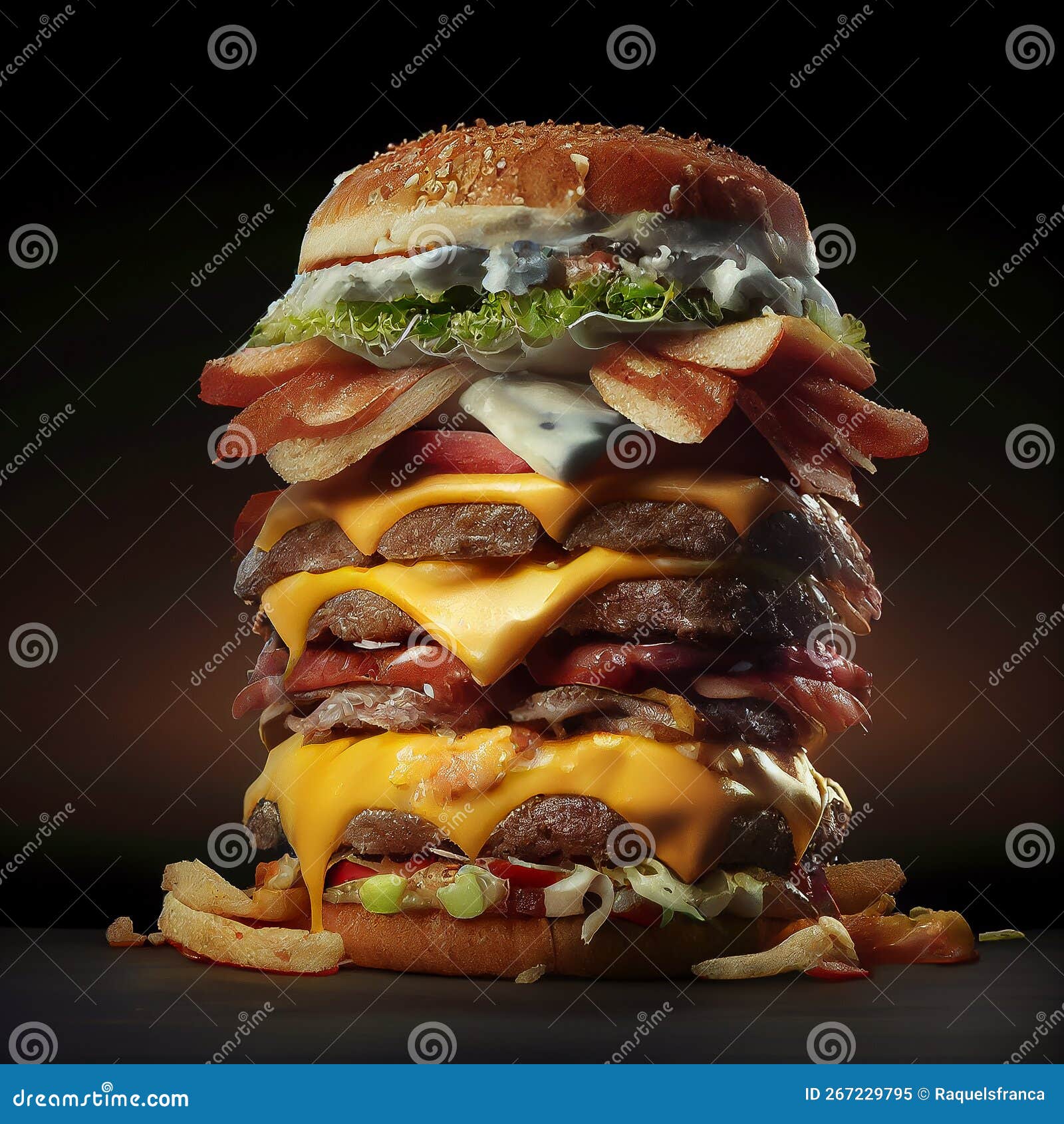 Delicious layered burger stock illustration. Illustration of burger ...