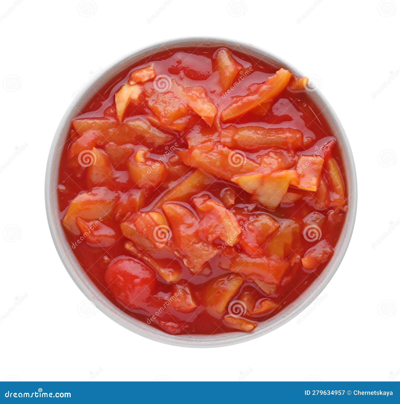 Delicious Lecho in Bowl Isolated on White, Top View Stock Image - Image ...