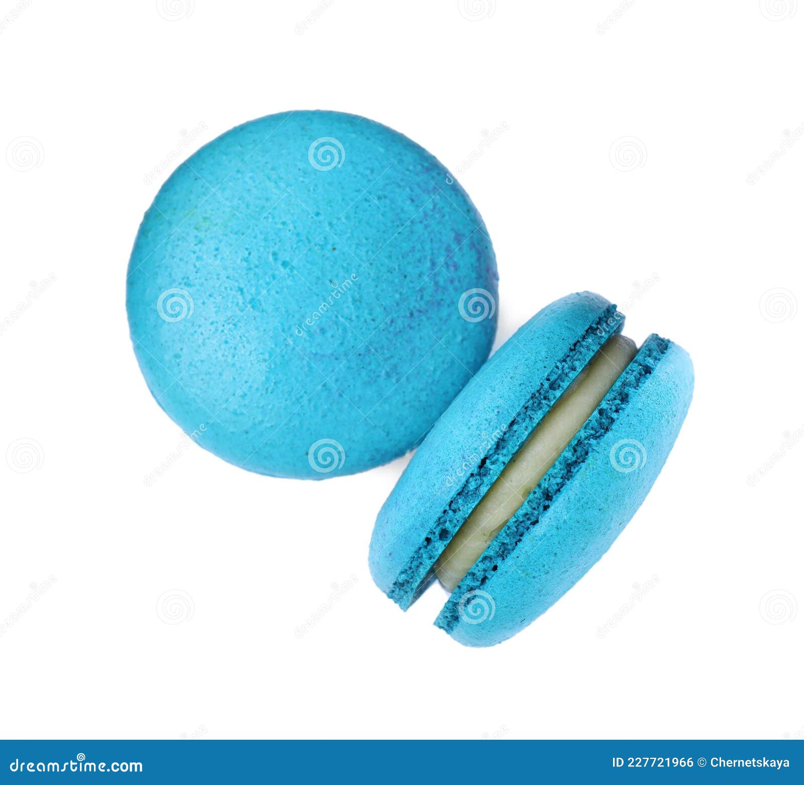 Delicious Light Blue Macarons on White Background, Top View Stock Photo ...