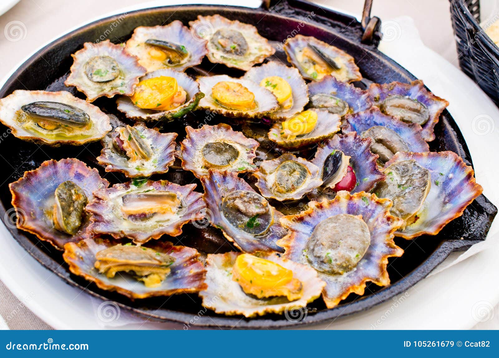 Limpets fried on the pan stock image. Image of madeira - 105261679
