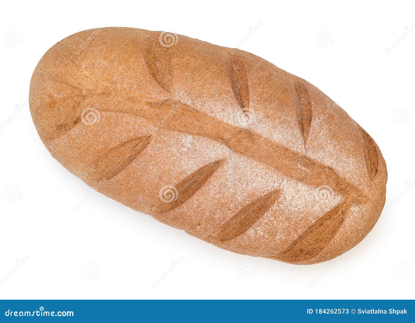 Delicious Loaf of Bread Top View, Isolated on a White Background Stock ...