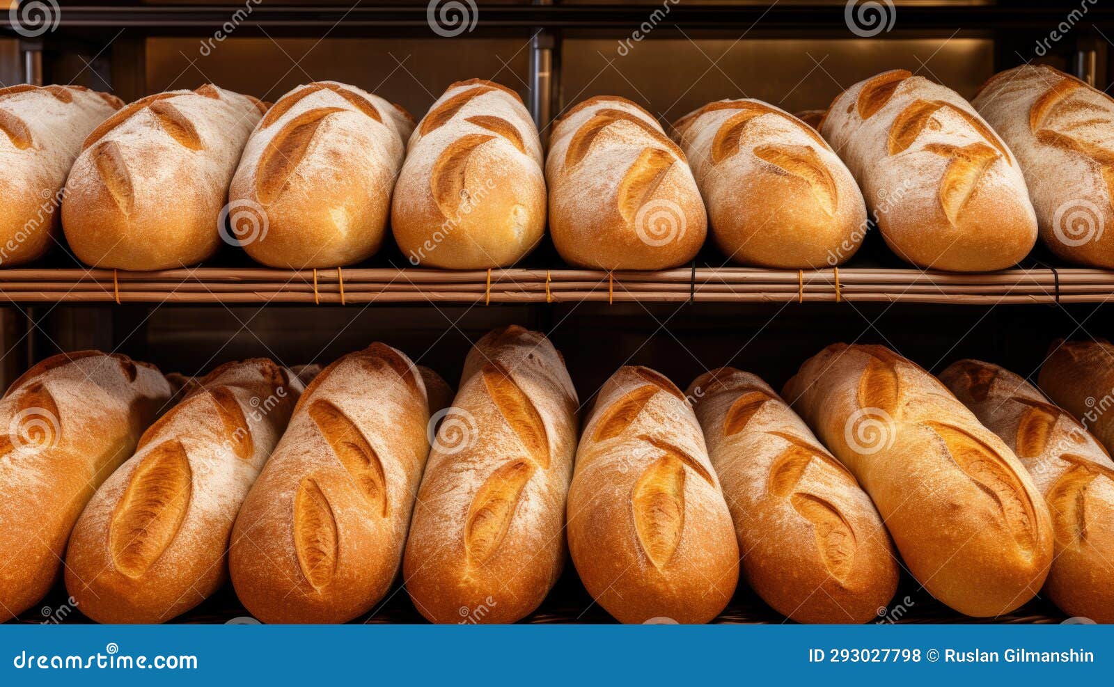 Delicious Loaves of Bread in a Baker Shop. Different Types of Bread ...