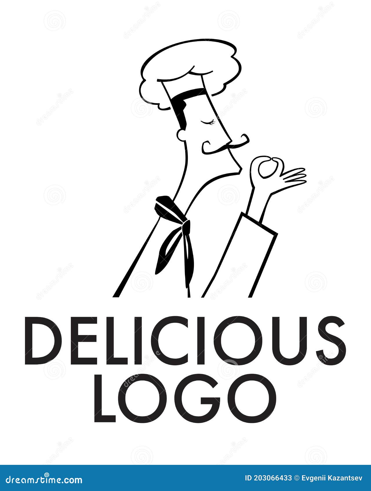 Delicious Logo. Drawn Stylish Chef Sign Stock Vector - Illustration of ...