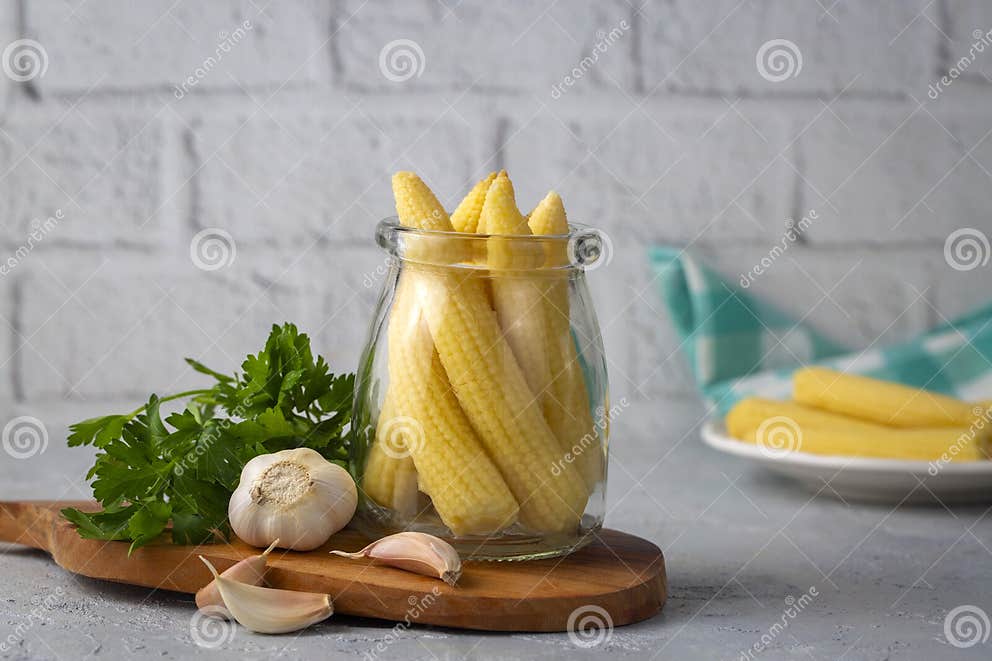 Delicious Looking Baby Corn Pickle Stock Image - Image of vegetable ...