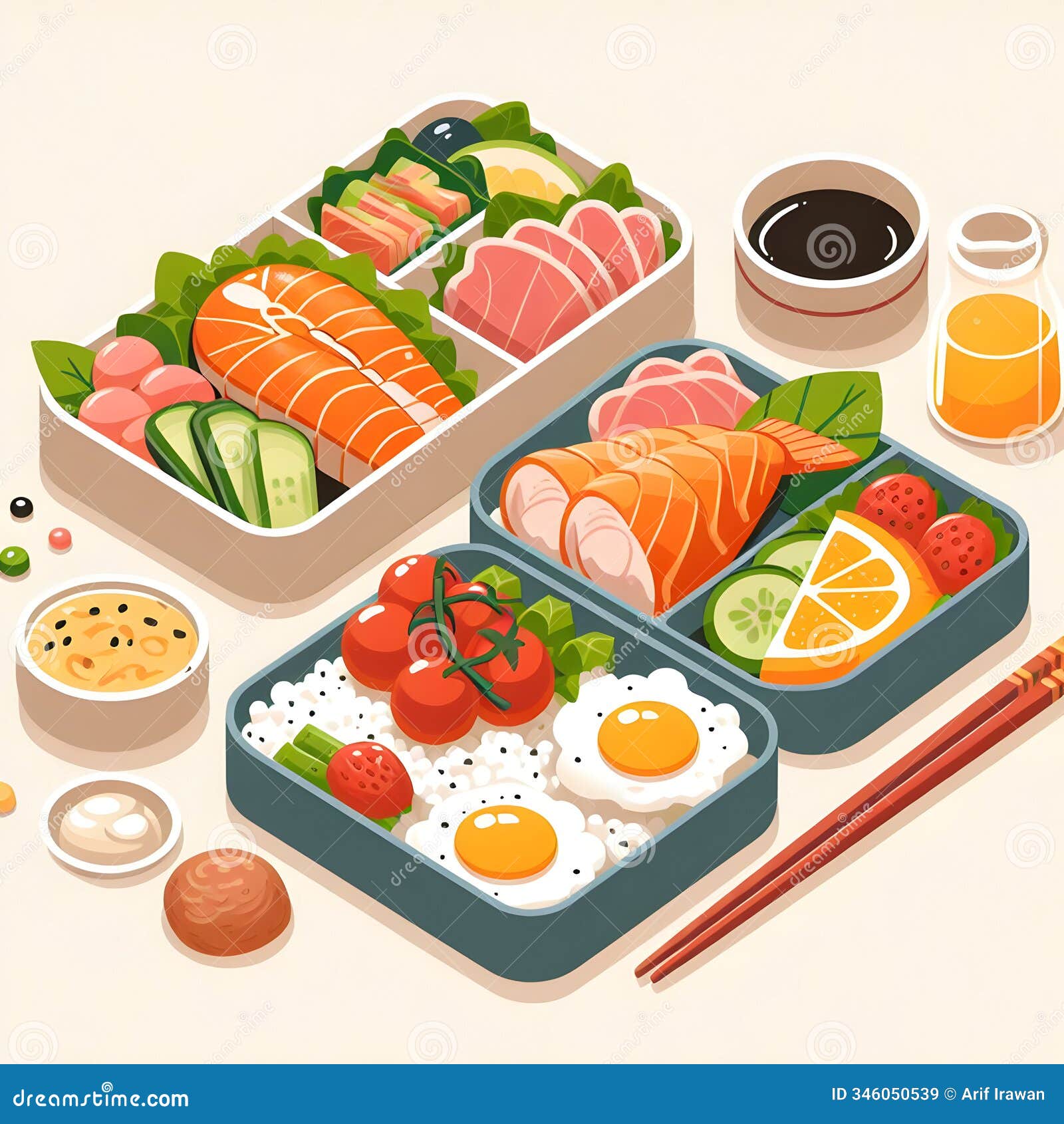 Delicious Lunch Boxes Menu for Worker and Student Food Stock ...