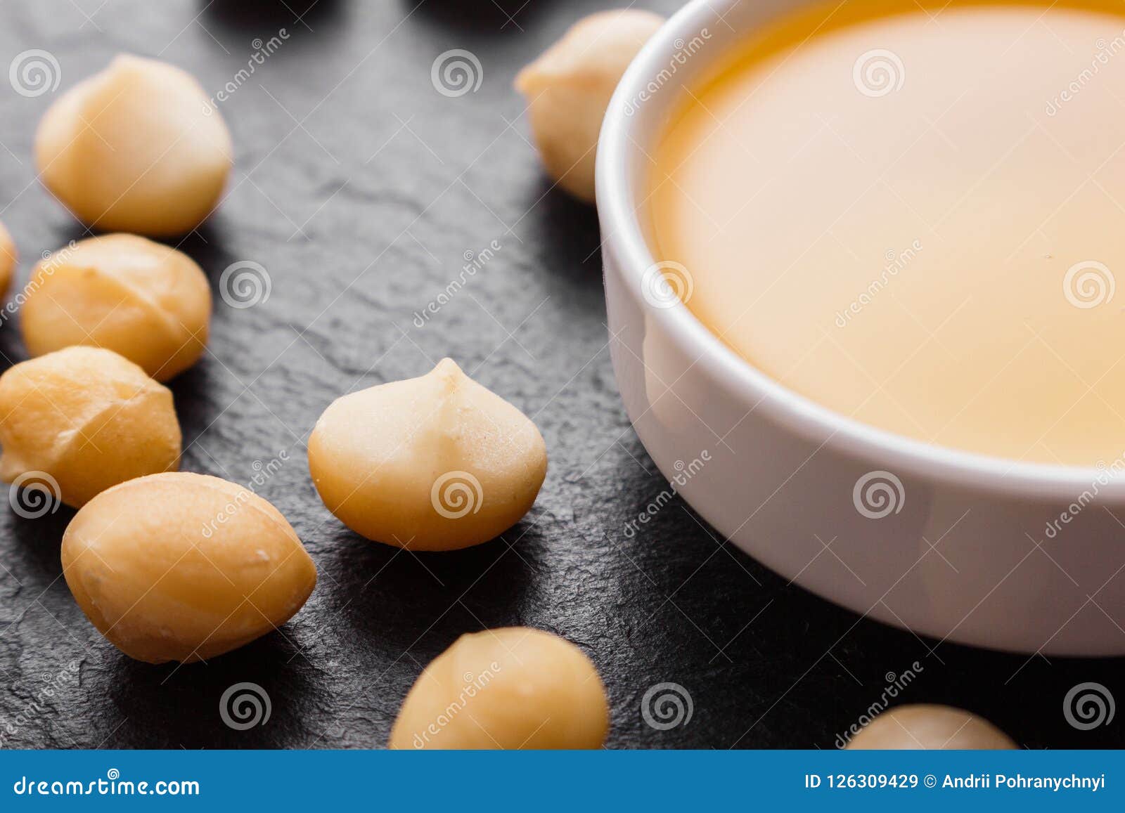 Delicious Macadamia Nuts on a Dark Stone Background Stock Image - Image ...