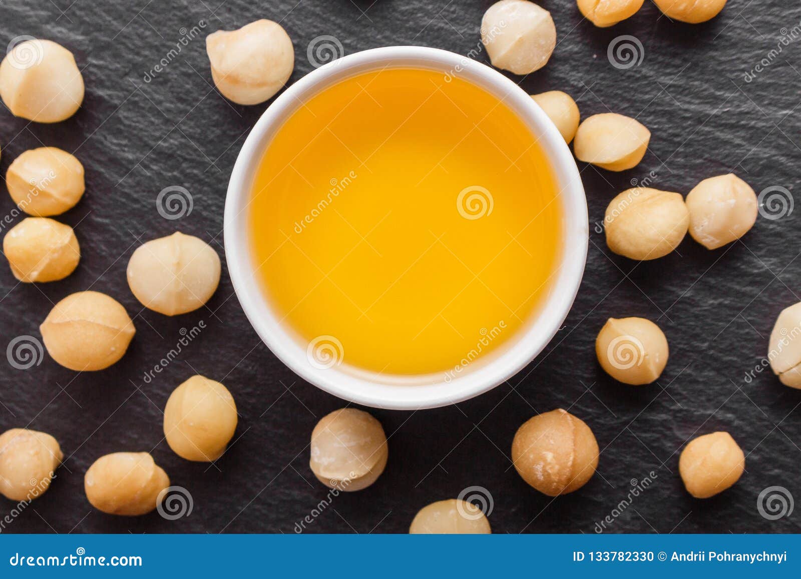 Delicious Macadamia Nuts on a Dark Stone Background Stock Photo - Image ...
