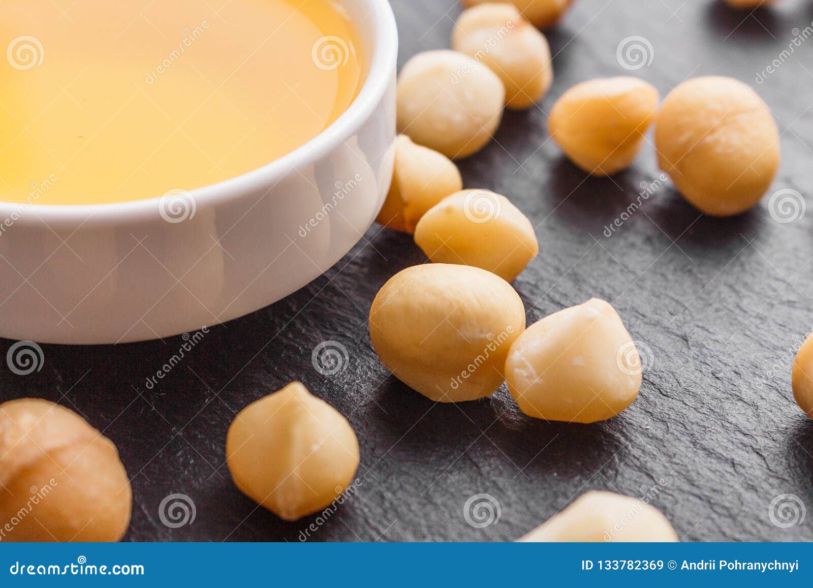 Delicious Macadamia Nuts on a Dark Stone Background Stock Image - Image ...