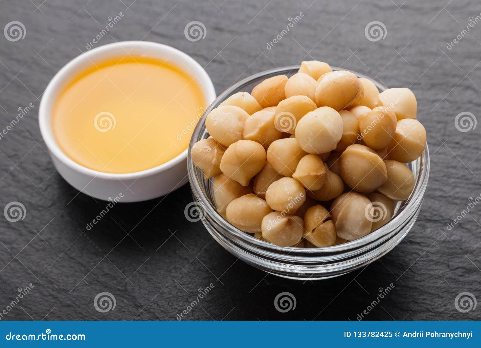 Delicious Macadamia Nuts on a Dark Stone Background Stock Image - Image ...