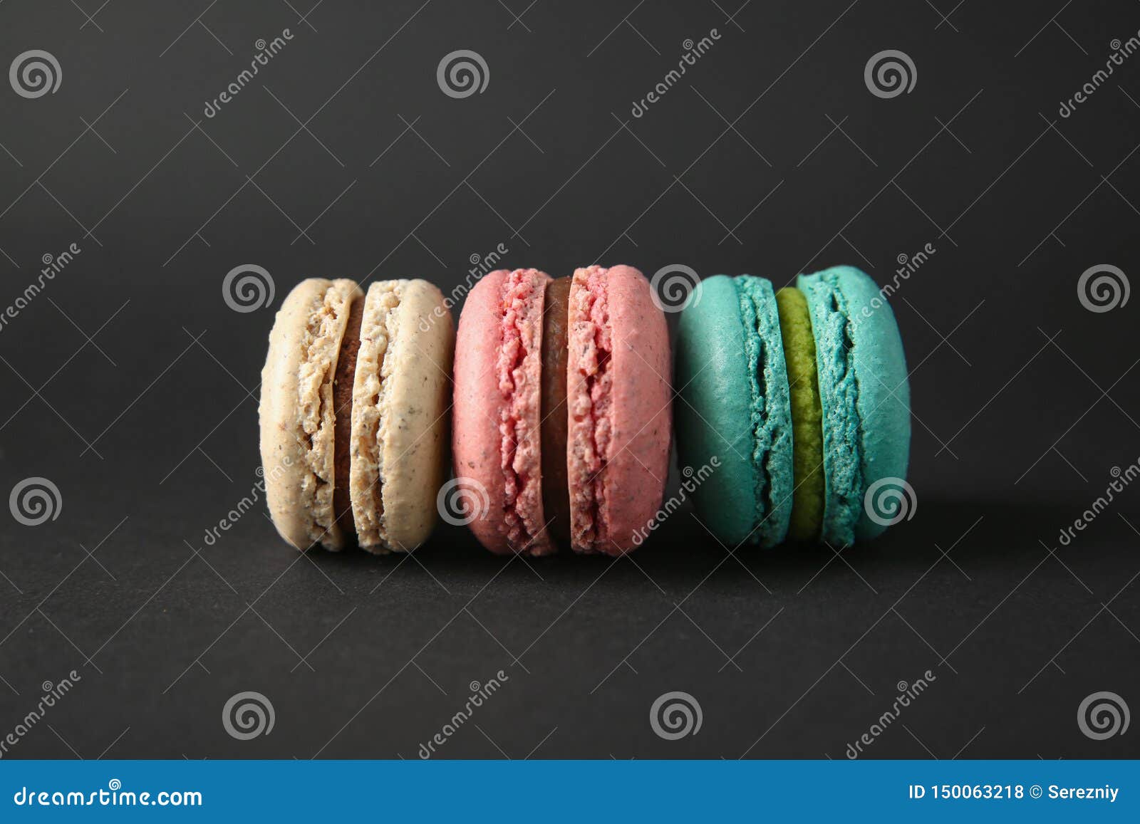 Delicious Macarons on Dark Background Stock Photo - Image of snack ...