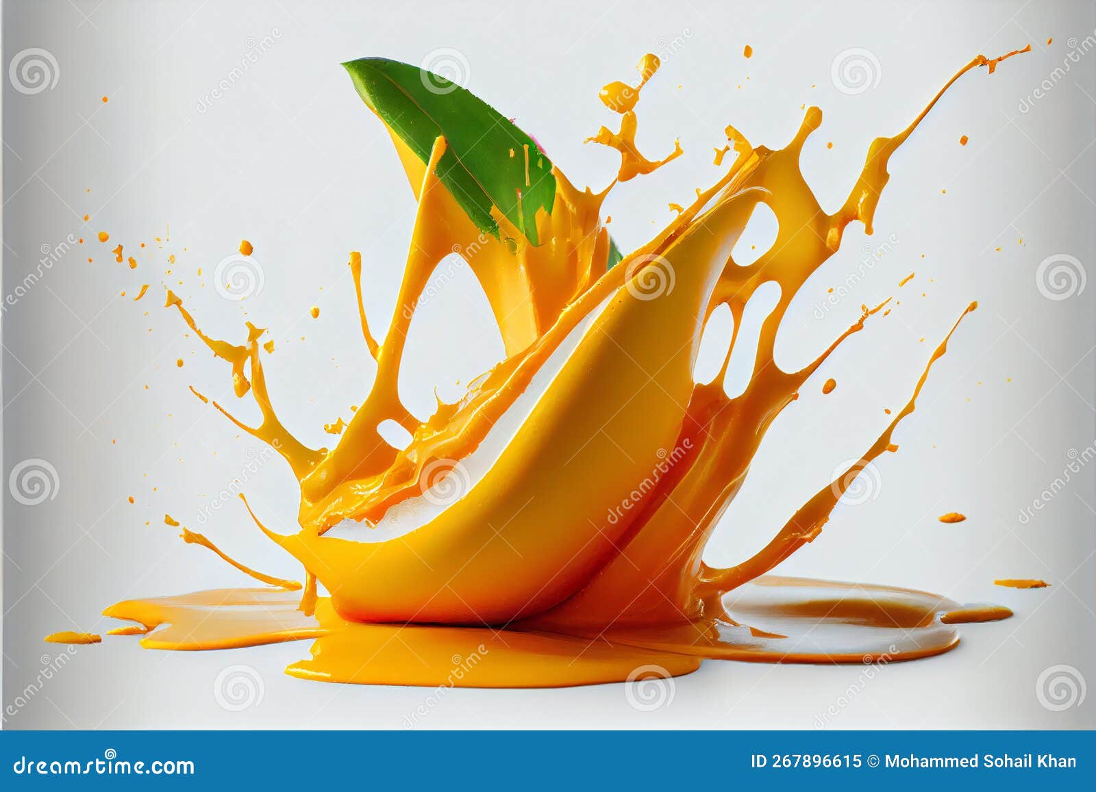 Delicious Mango Dripping in Mango Juice and Splashed on White ...