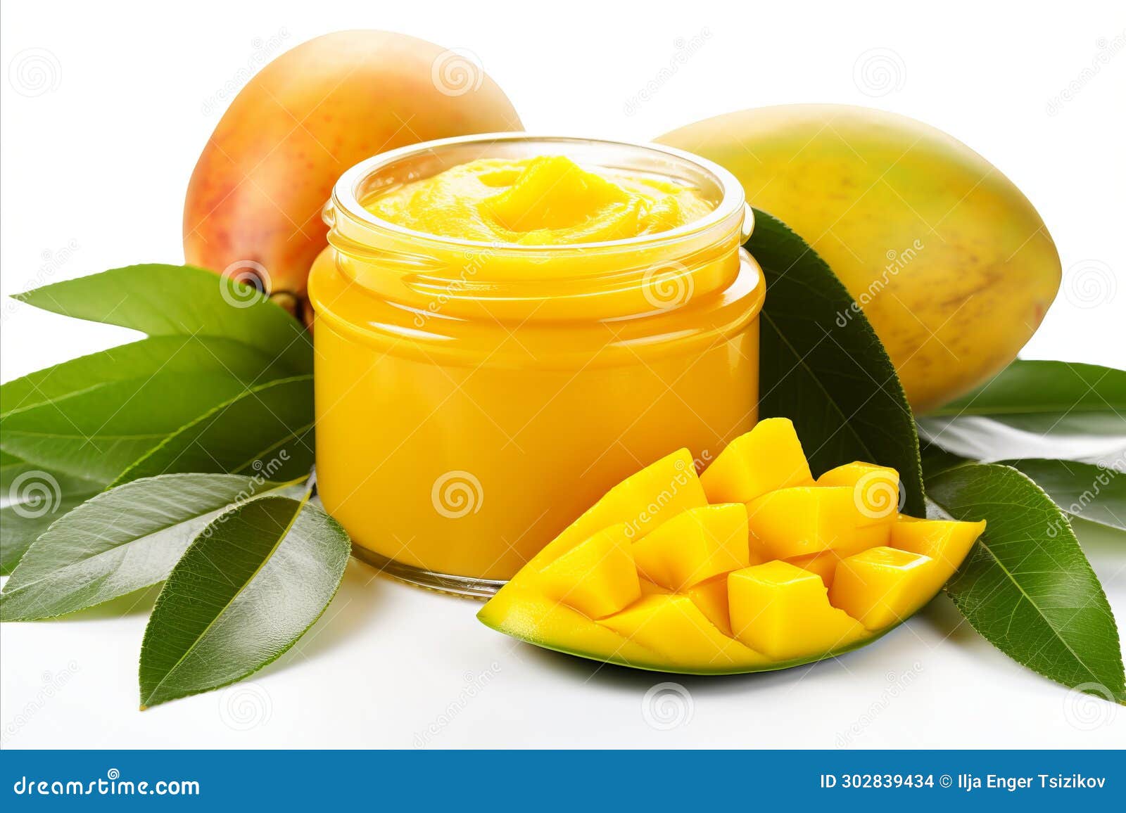 Delicious Mango Jam Spread Isolated on White Background with Ample Copy ...
