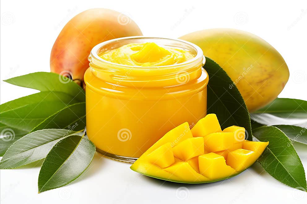 Delicious Mango Jam Spread Isolated on White Background with Ample Copy ...