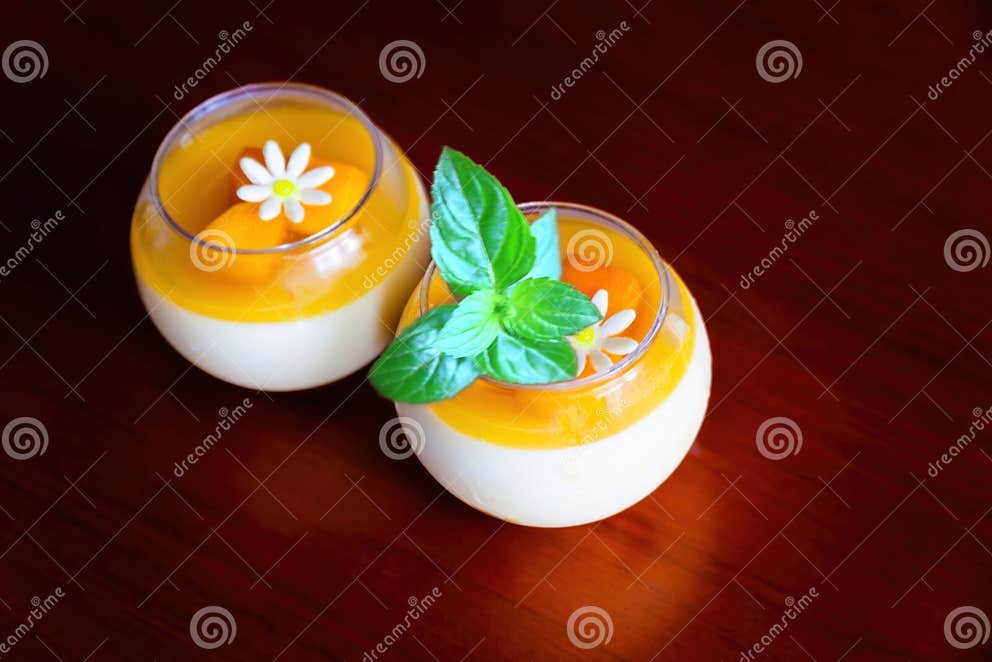 Mango Pudding Cup in Closeup Stock Photo - Image of pudding, food ...