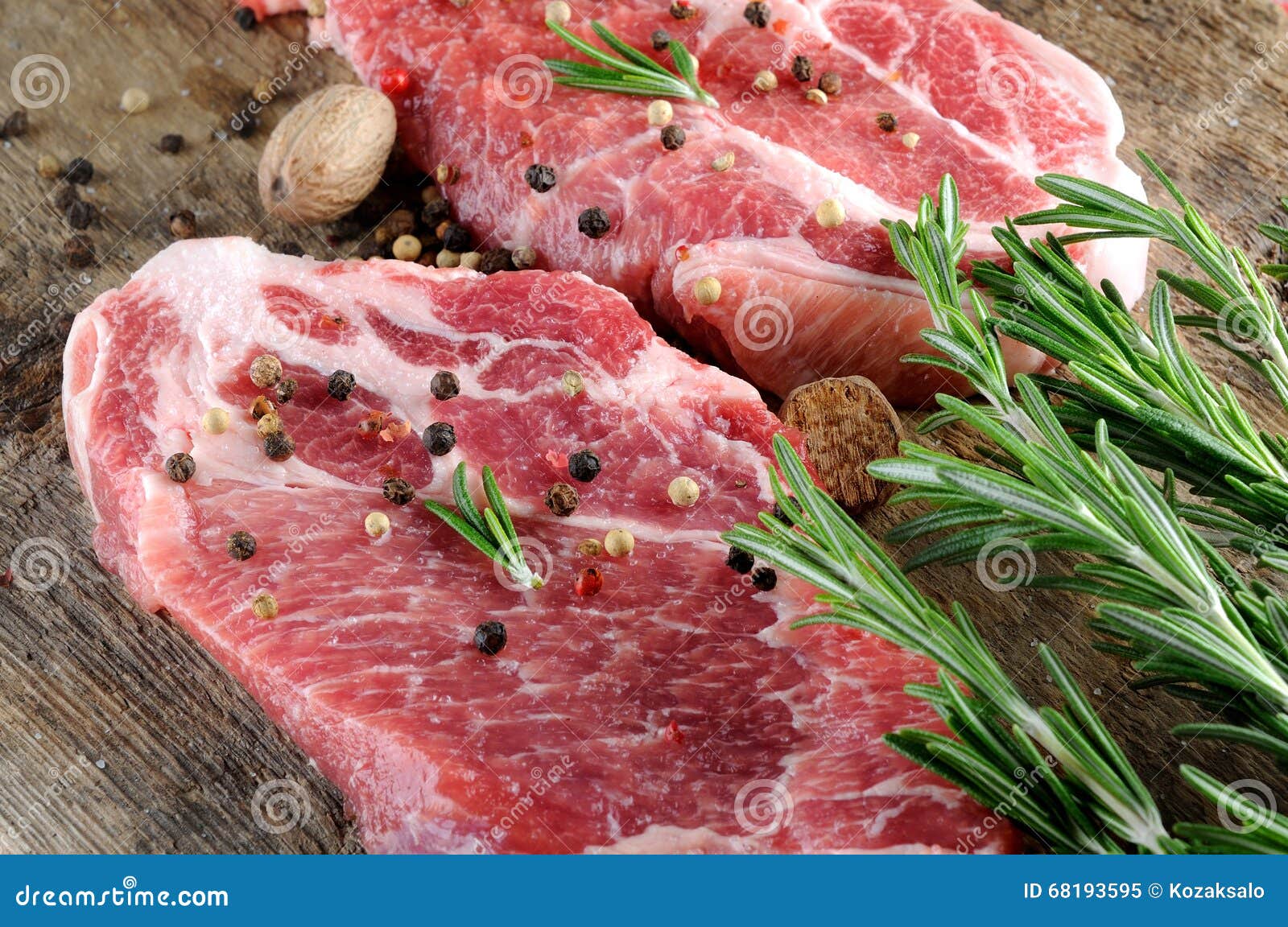 Delicious Marbled Steak with Rosemary Stock Image - Image of delicious ...
