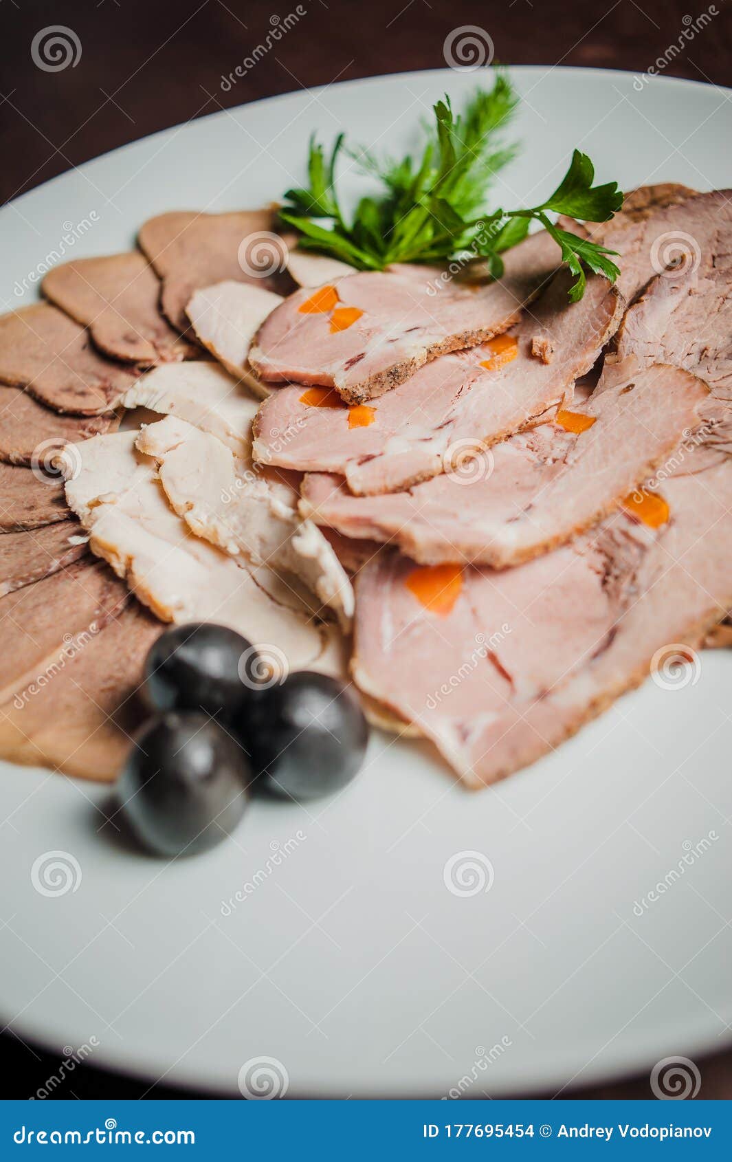 Meat cold cuts with olives stock photo. Image of spice - 177695454