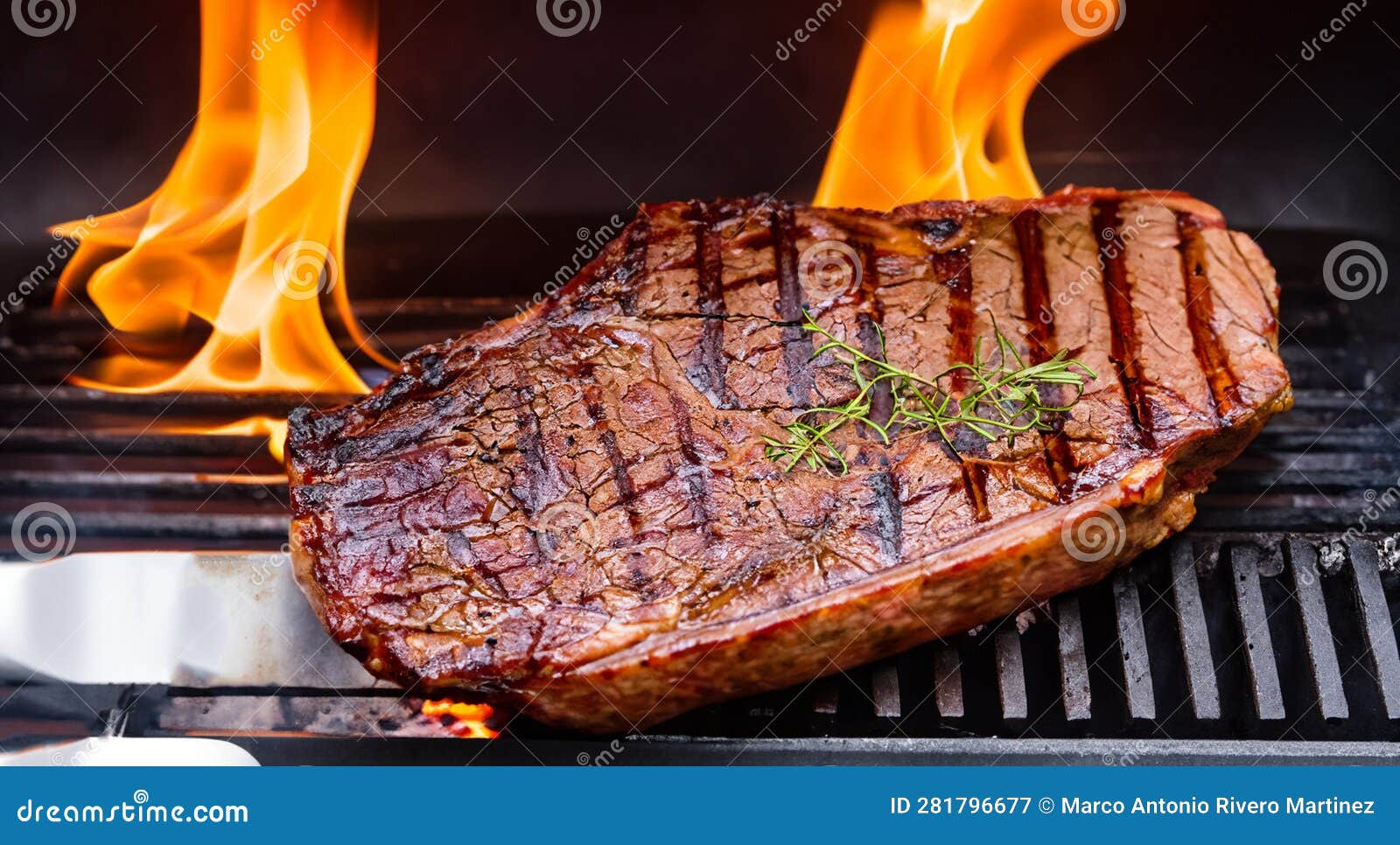 Delicious Meat Roasted on a Spit with Fire Under it Stock Illustration ...