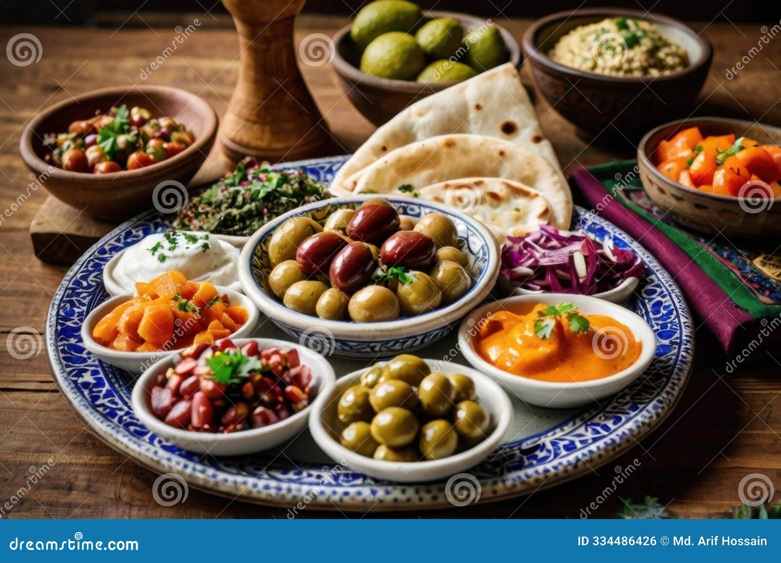 A Delicious Middle Eastern Mezze Platter Ai Generated Stock ...