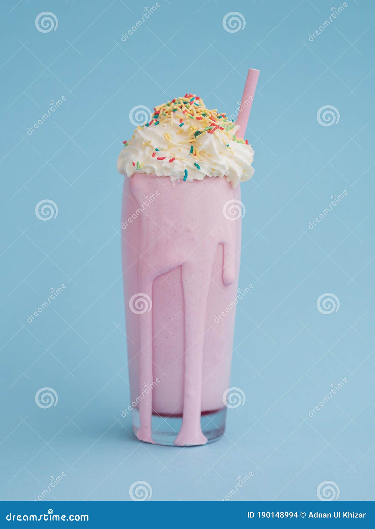 Delicious Milkshake with Blue Background Photo Stock Photo - Image of ...