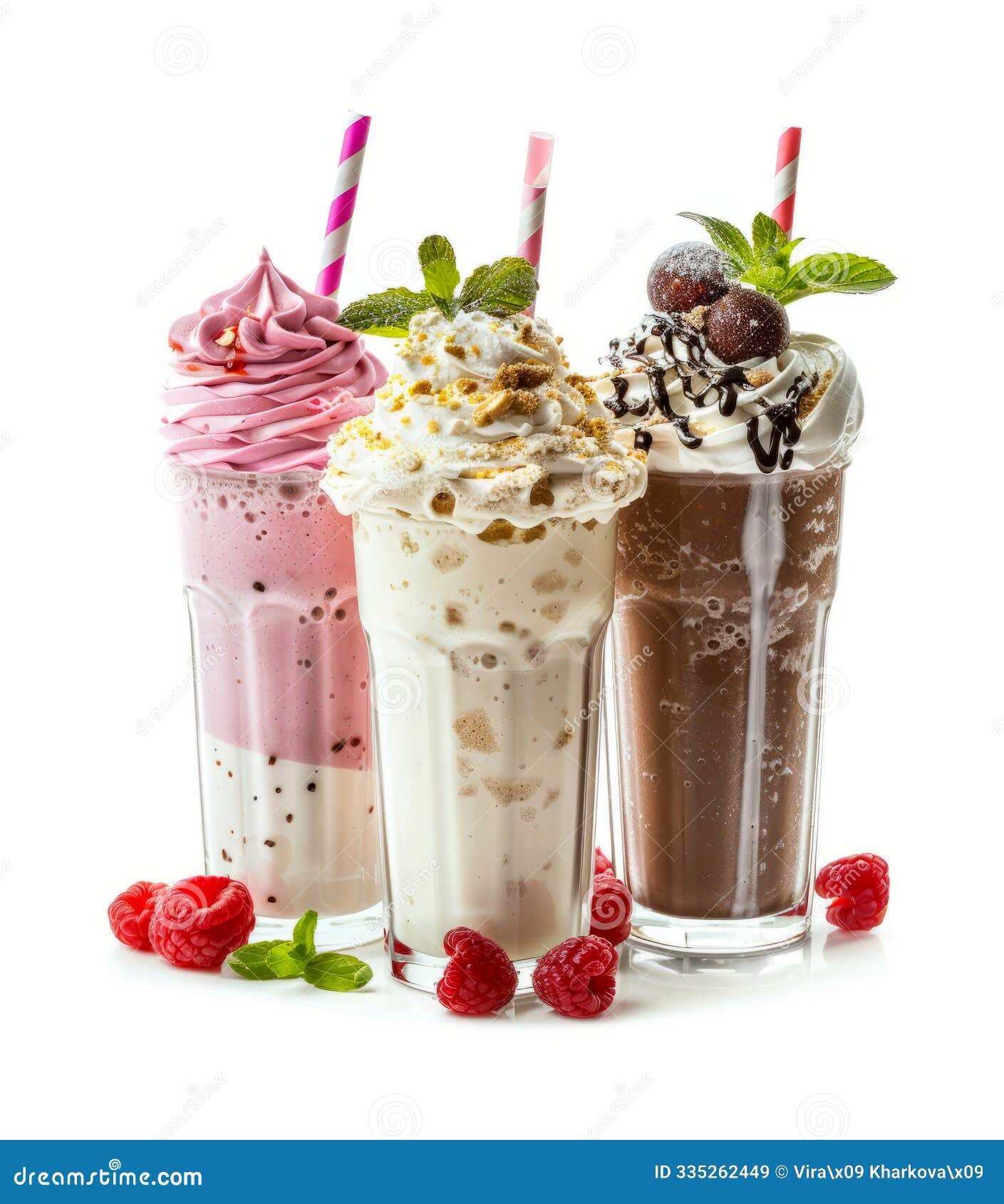 Delicious Milkshakes Of Different Flavors On A Table Royalty-Free Stock ...