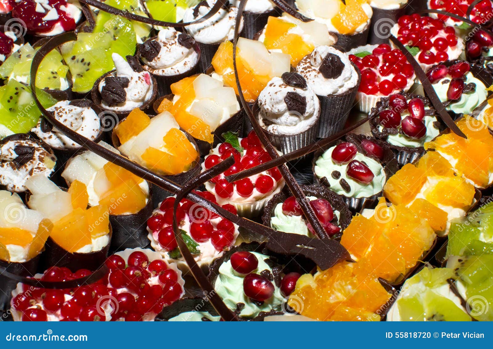 Delicious Miniature Cakes Catering Sweets Stock Photo - Image of ...