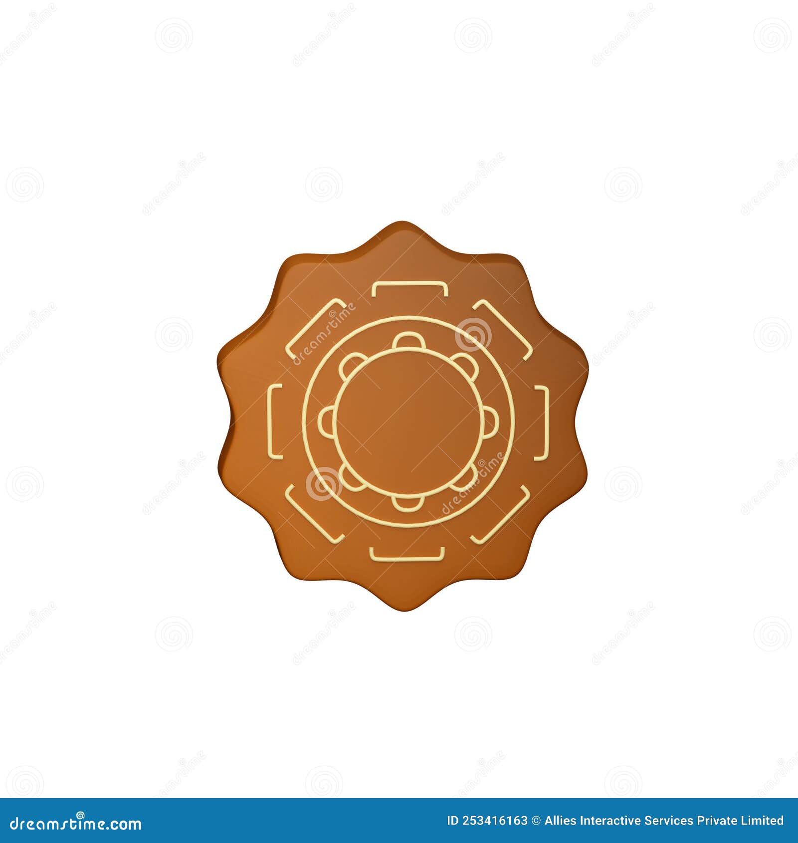 Delicious Mooncake Over Scroll With Moon Drawing For Mid-Autumn ...