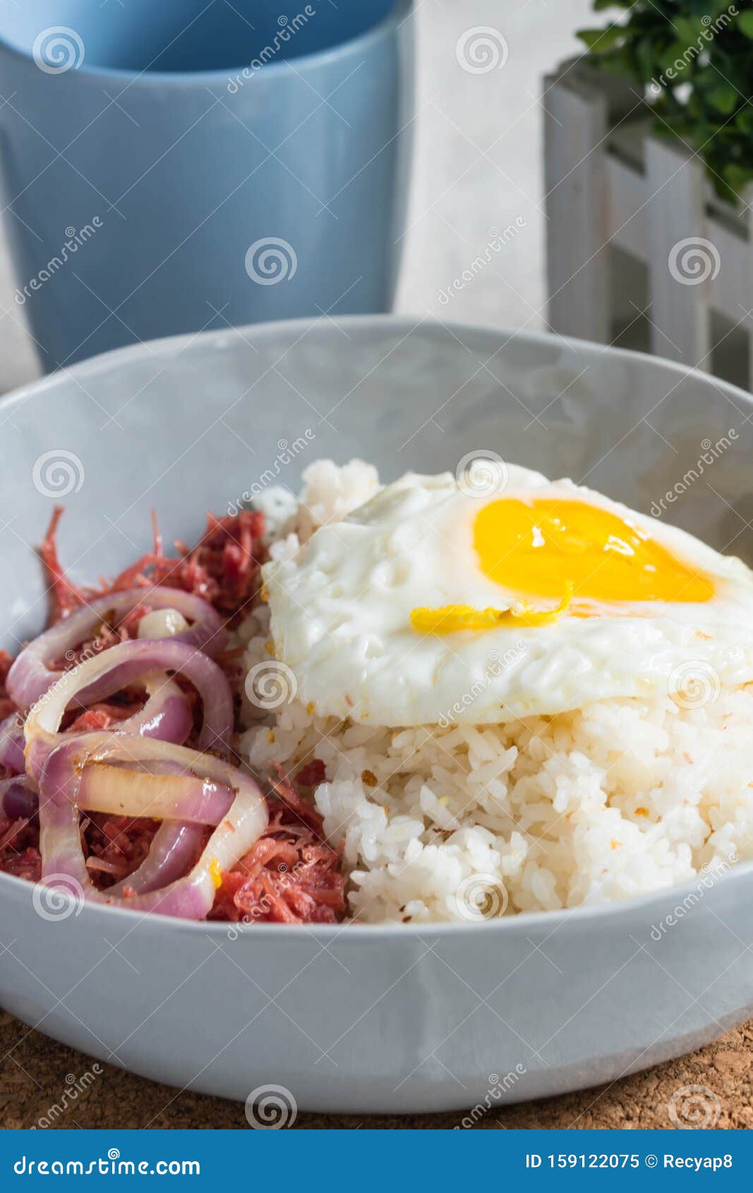 Corned Beef with Egg on Top of Rice Stock Image - Image of meal ...