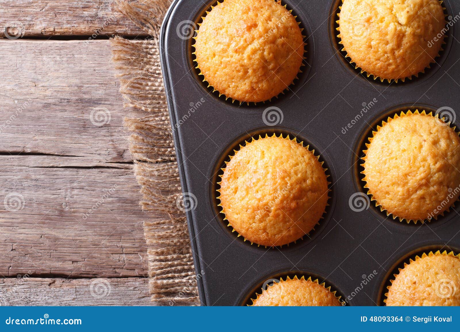 Delicious Muffins in Baking Dish Top View Horizontal Stock Photo ...