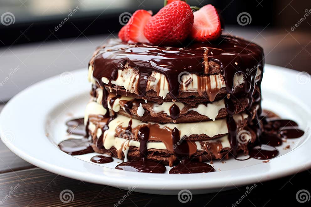 Delicious Multi Layered Chocolate Cake Stock Photo - Image of slice ...