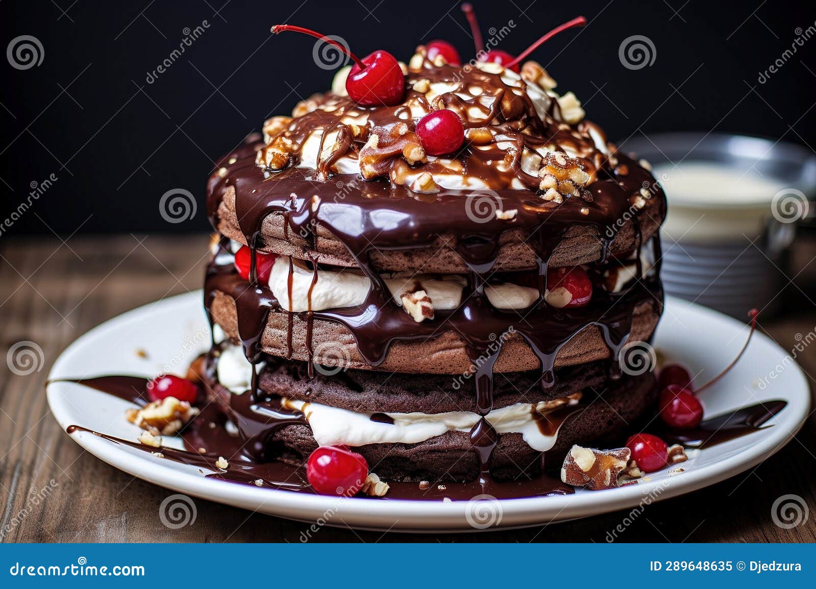 Delicious Multi Layered Chocolate Cake Stock Image - Image of drizzled ...