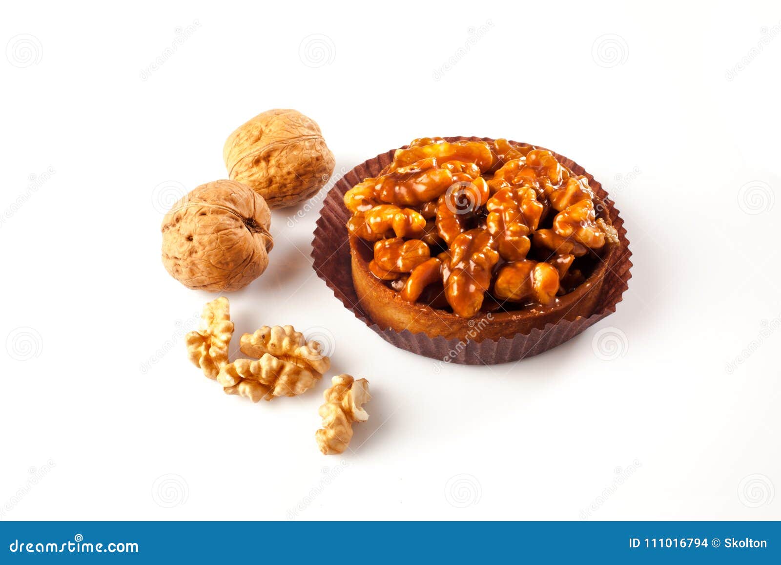 Delicious nut pie and nuts stock photo. Image of isolated - 111016794