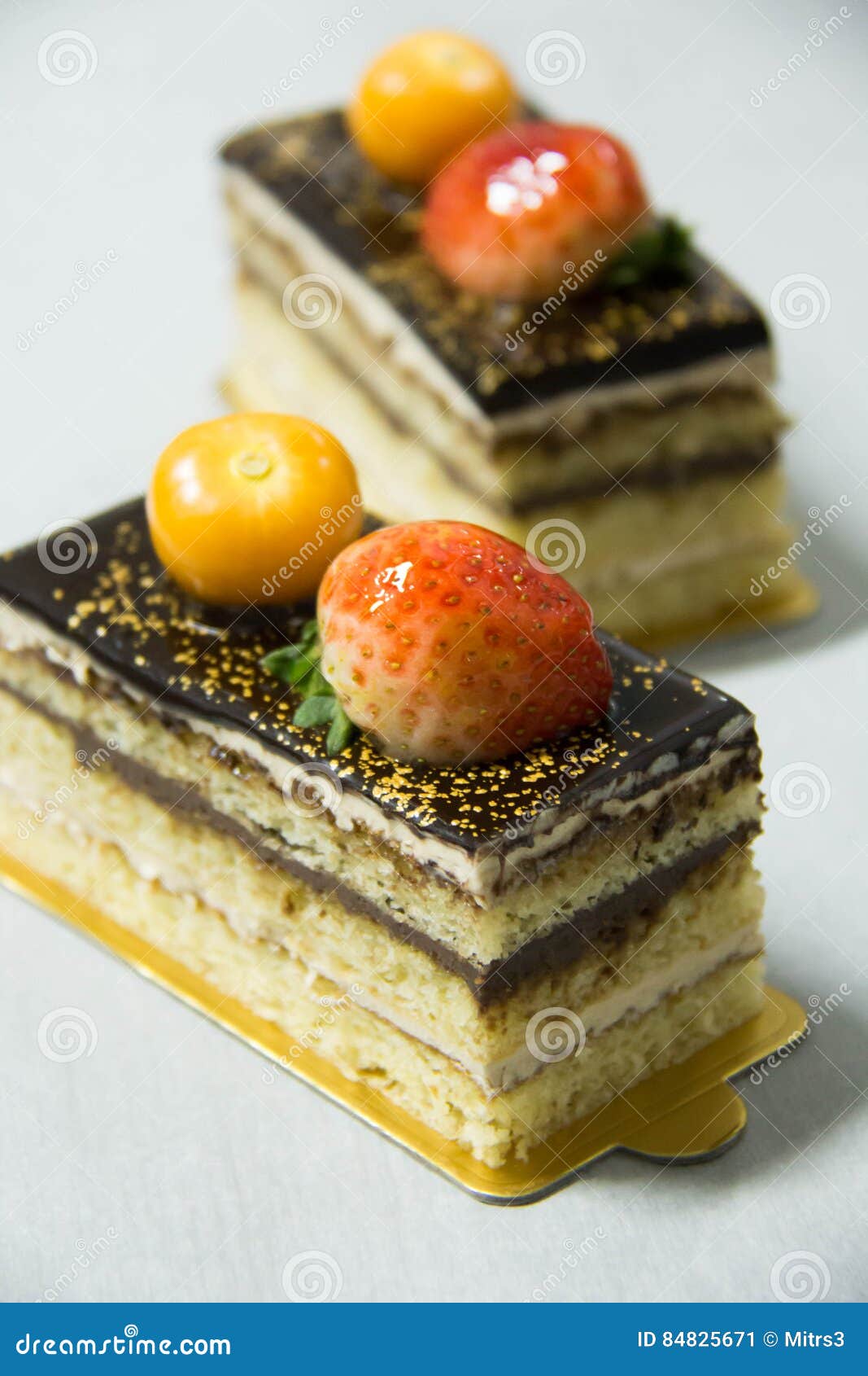 Delicious Opera Cake with Layers of Chocolate Ganache Stock Image ...