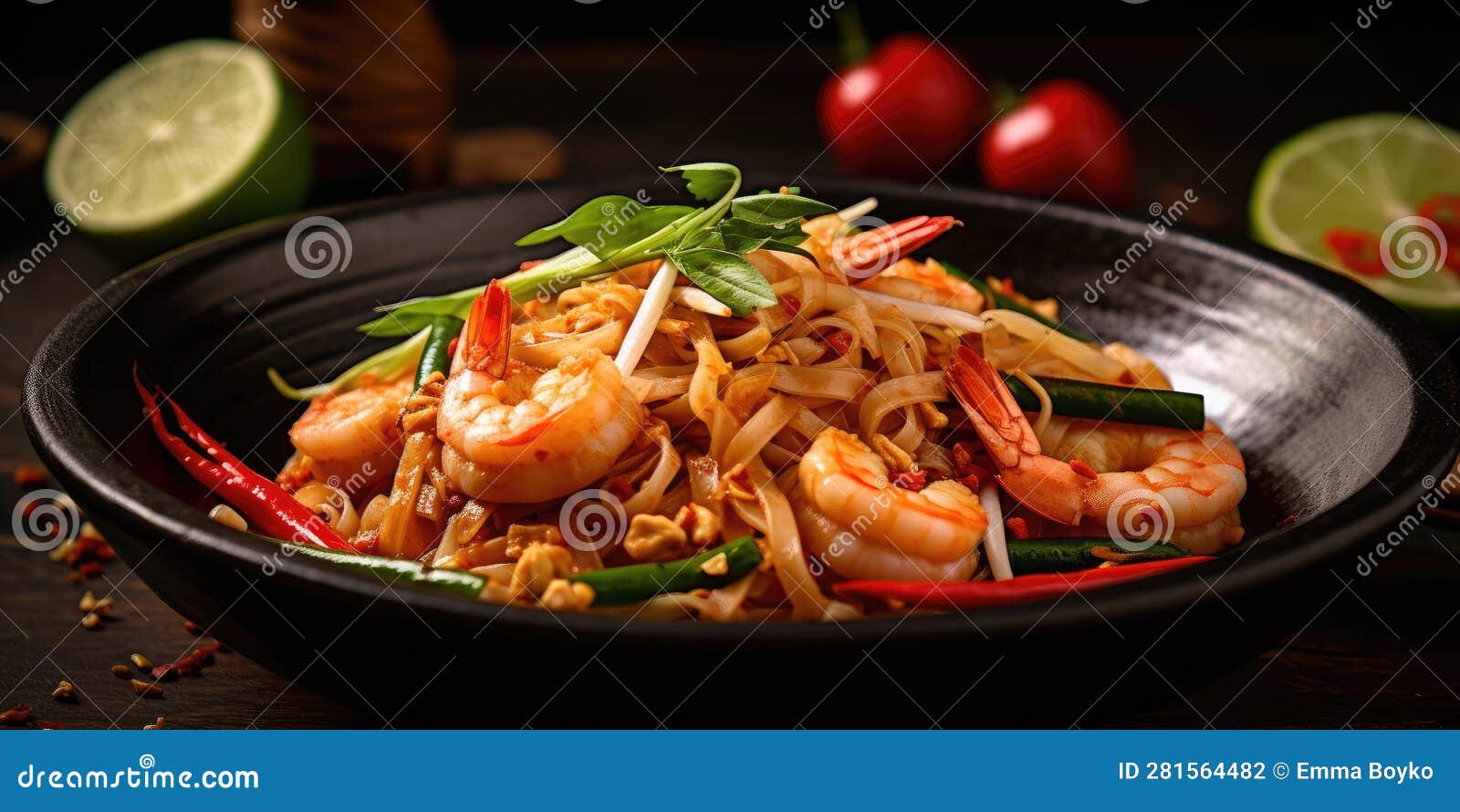 Delicious Pad Thai Noodle Dish in a Thai Restaurant. Generative AI ...