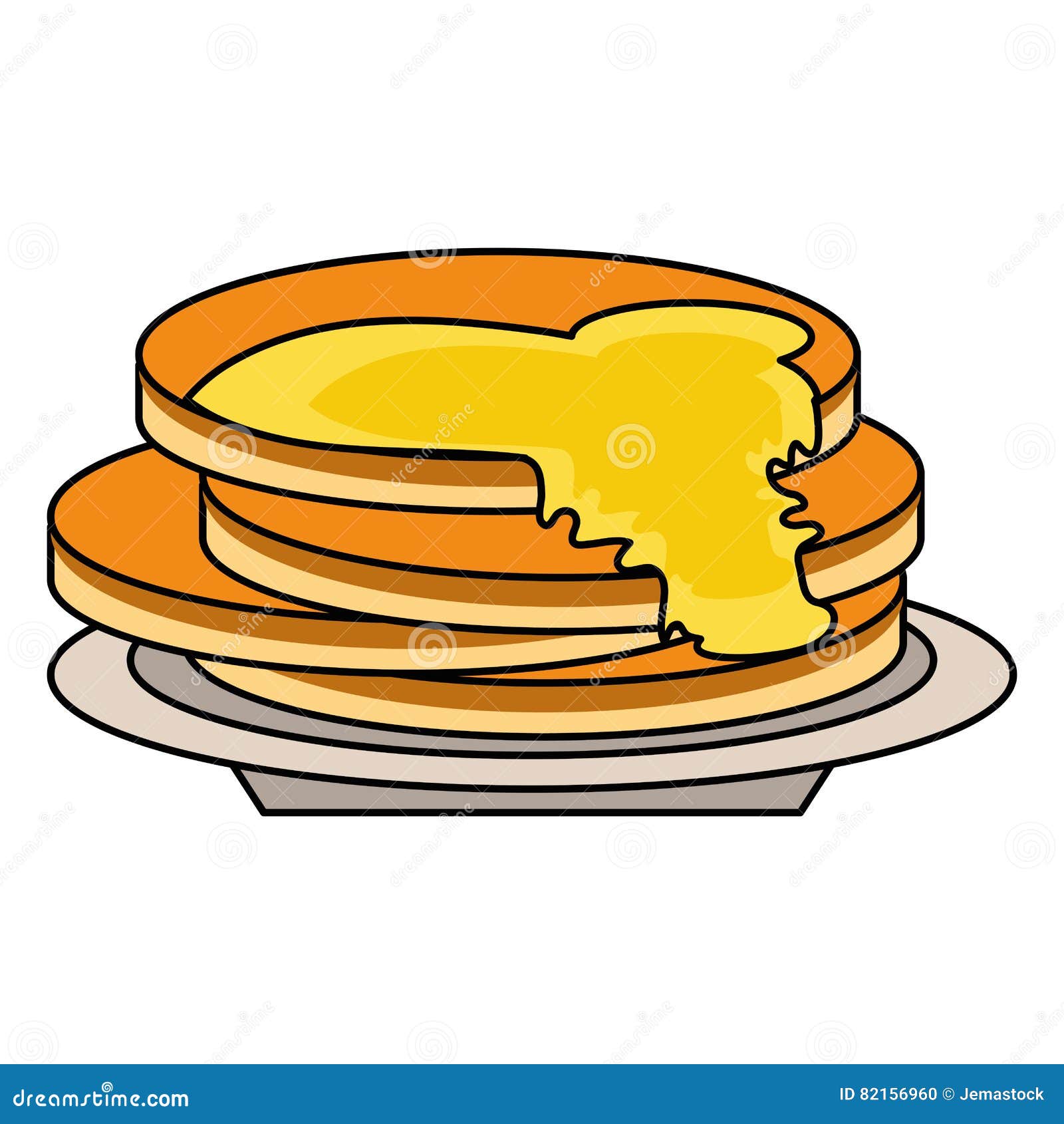 Delicious Pancakes Maple Syrup Outline Stock Vector - Illustration of ...