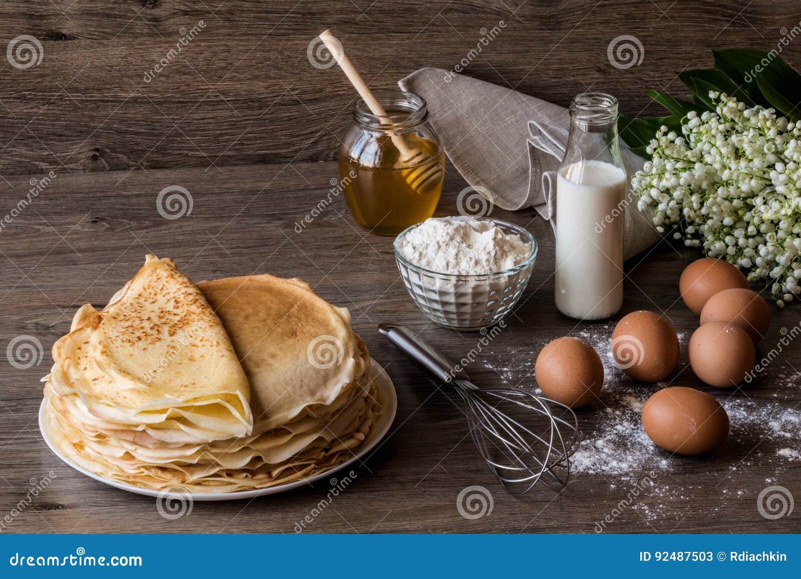 Delicious Pancakes on Wooden Table Stock Image - Image of brunch, fresh ...