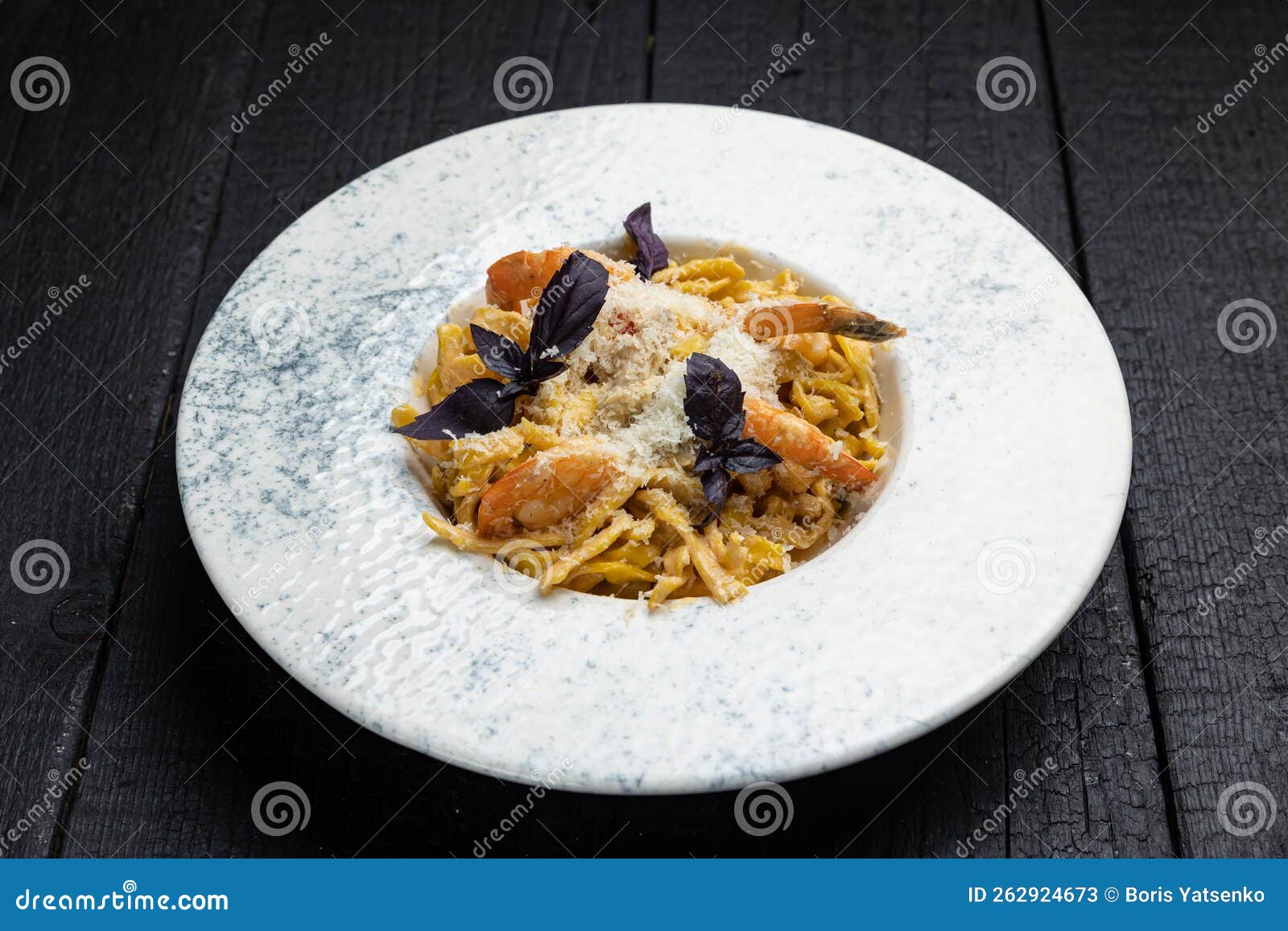 Delicious Pasta on a Dark Table in a Restaurant Stock Image - Image of ...