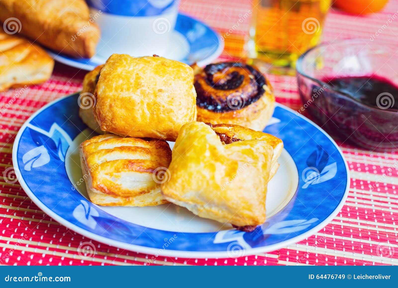 Delicious Pastry with Jam and Drinks for Breakfast Stock Image - Image ...
