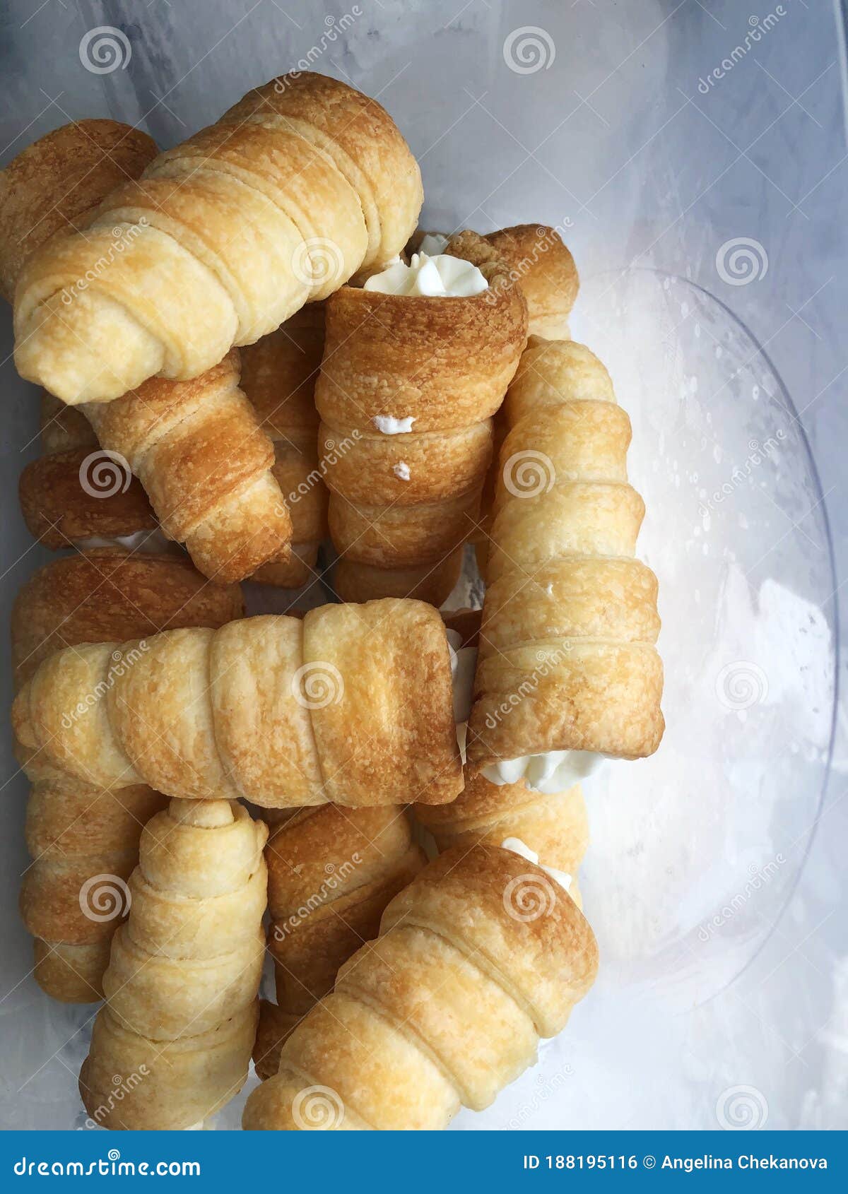 Delicious Pastry Tubes with Vanilla Cream Stock Photo - Image of ...