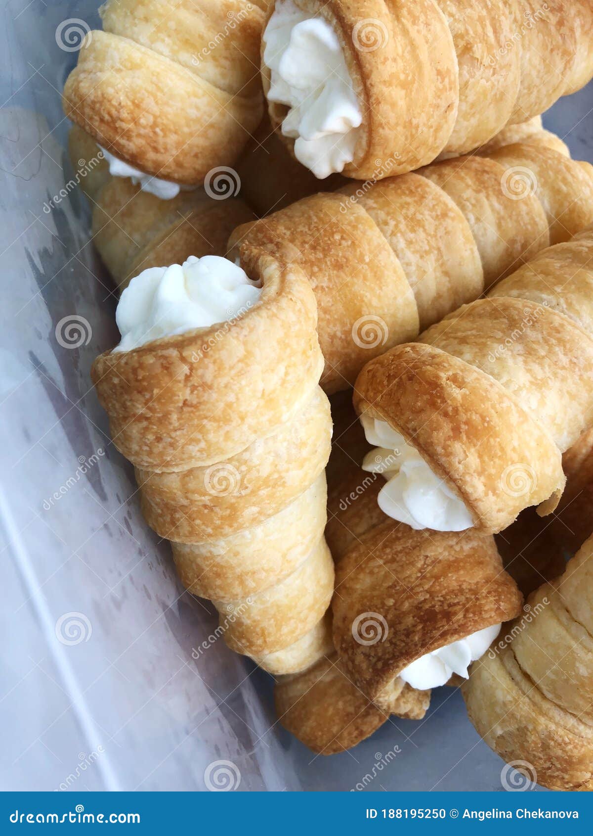 Delicious Pastry Tubes with Vanilla Cream Stock Photo - Image of ...