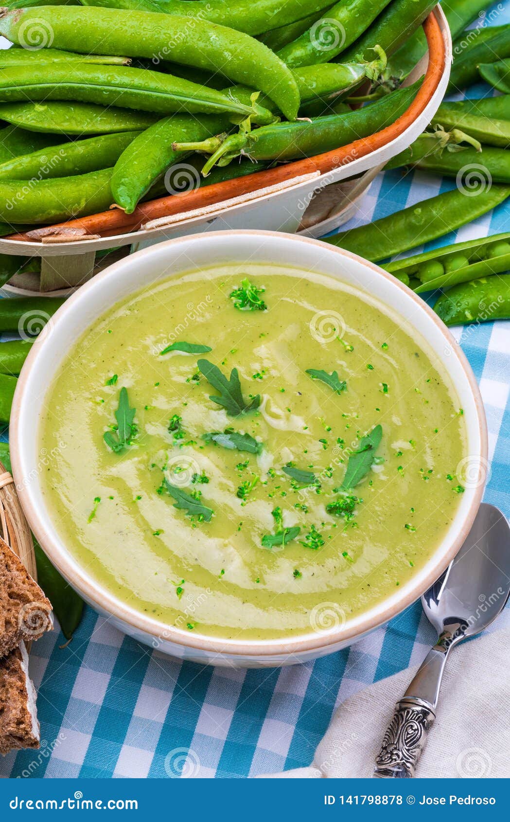 Delicious Pea Cream Home and Rustic Appearance. Includes Fresh Peas and ...