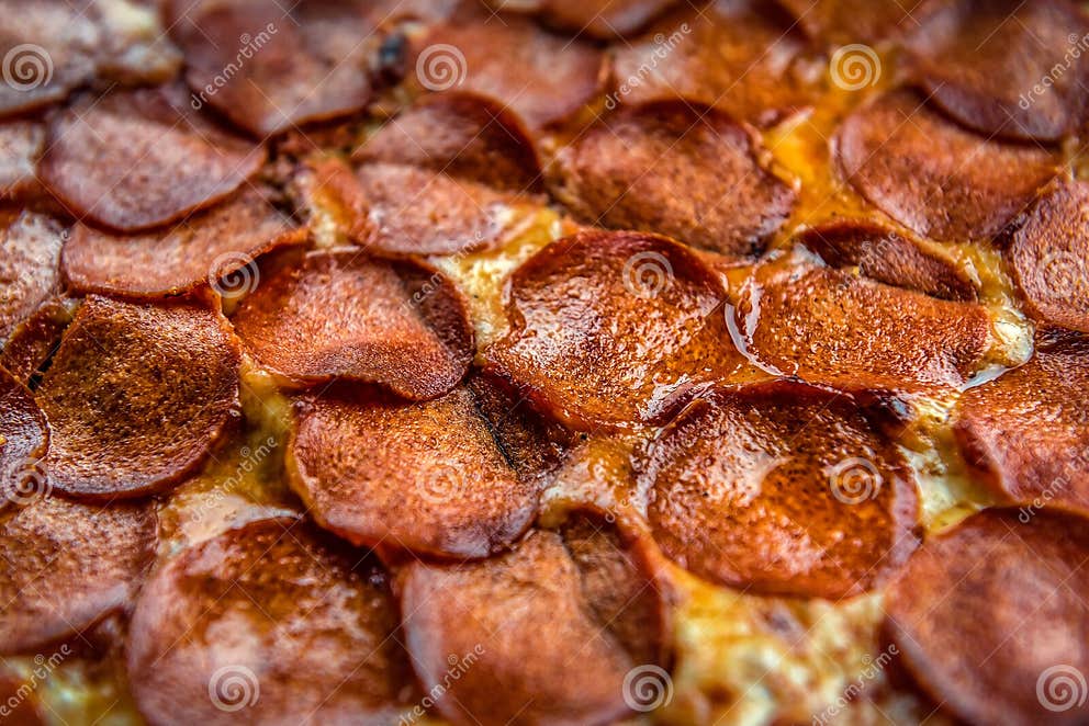 Delicious Pepperoni on Pizza Texture Stock Photo - Image of tasty ...