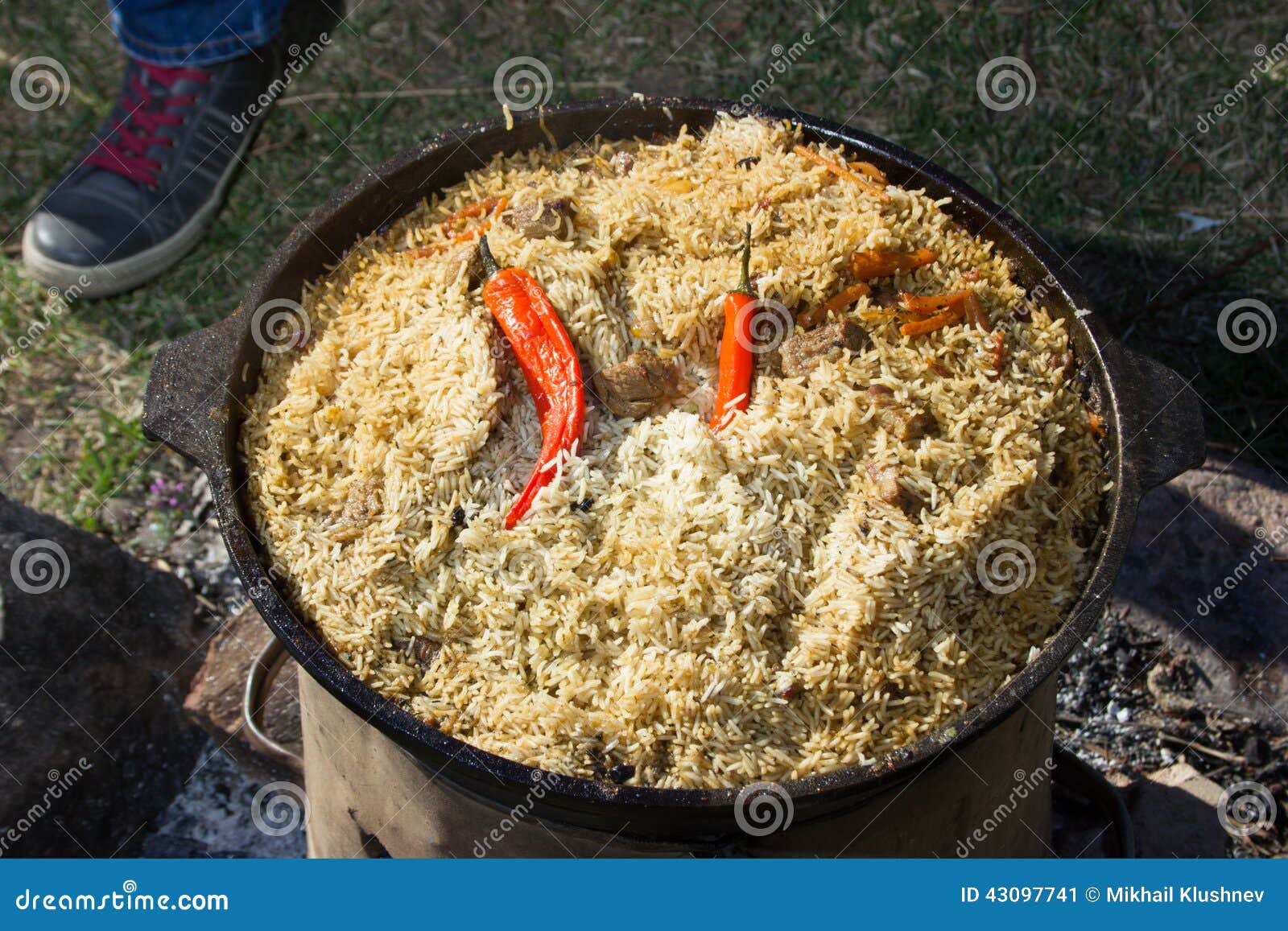 Delicious Pilaf Cooked in a Cauldron. Stock Image - Image of plate ...
