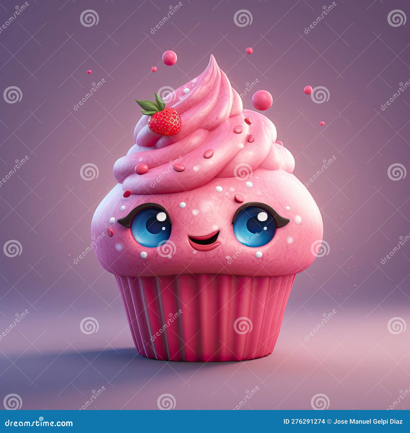 Delicious Pink Cupcake on a Colorful Background. Generative AI Stock ...