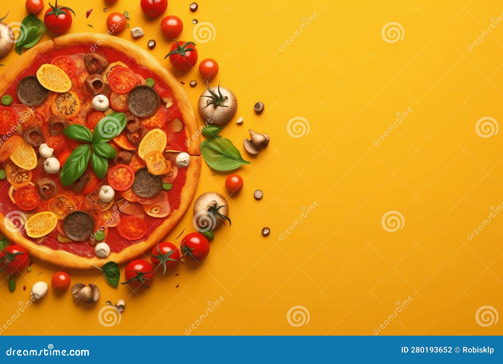 Delicious Pizza Background Design with Empty Space Stock Illustration ...