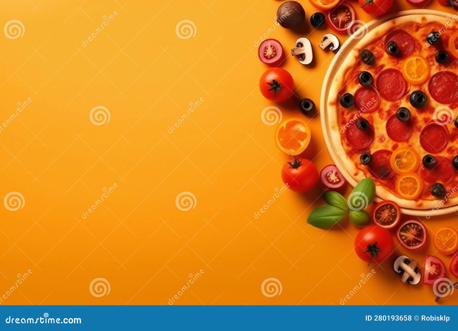 Delicious Pizza Background Design with Empty Space Stock Illustration ...