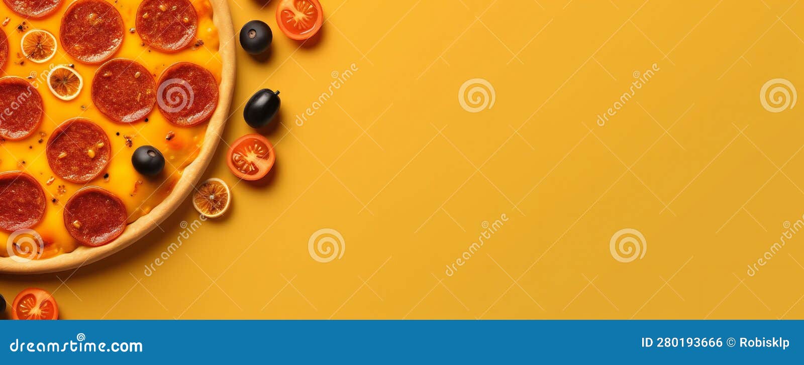 Delicious Pizza Background Design with Empty Space Stock Illustration ...