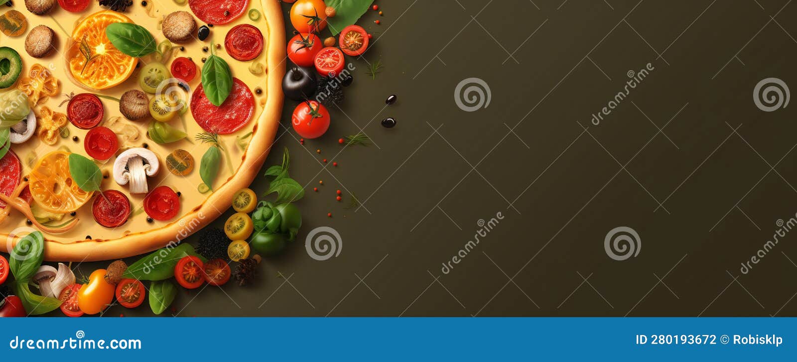 Delicious Pizza Background Design with Empty Space Stock Illustration ...