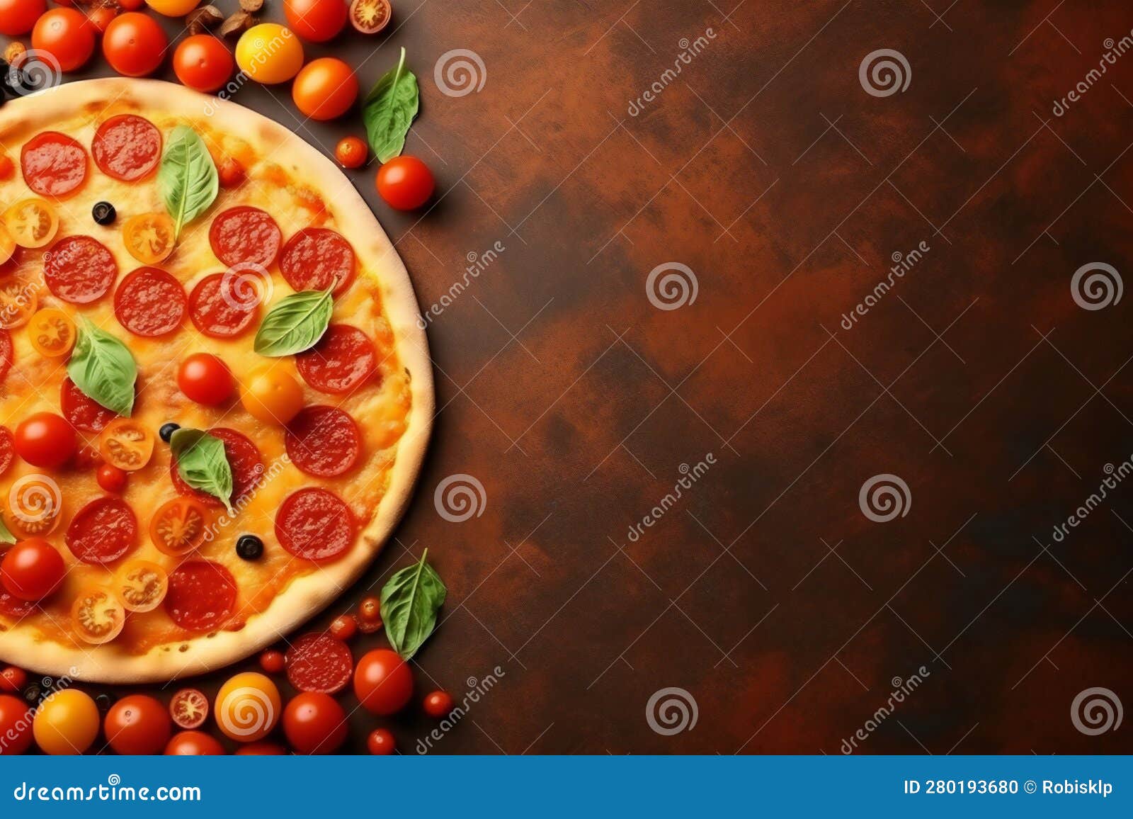 Delicious Pizza Background Design with Empty Space Stock Illustration ...