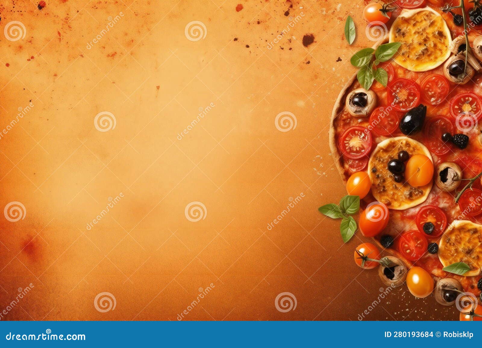 Delicious Pizza Background Design with Empty Space Stock Illustration ...
